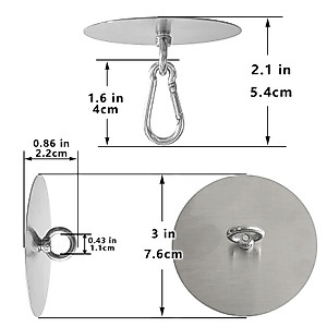 Adhesive Ceiling Hooks Stainless Steel Sticky Pad Eye Plate Snap Hooks Wall Hooks Wind Chime Hanger for Hanging Plants Wind Spinners Decorations in Bathroom Kitchen Porch RV Nail-free No Drill