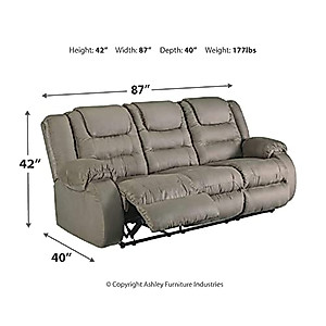 Signature Design by Ashley McCade Contemporary Manual Pull Tab Dual-Sided Reclining Sofa, Gray