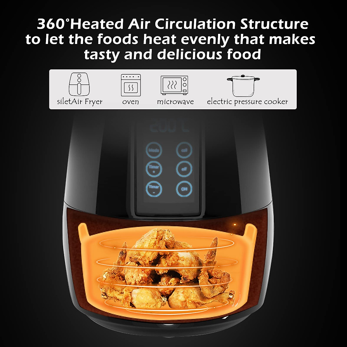 Air Fryer Silicone Pot, Silicone Air Fryer Liners 8.1 inch Square Air Fryer Basket, Replacement of Parchment Liner Paper, Easy Cleaning Food Safe Air fryers Oven Accessories with Heat-proof Gloves