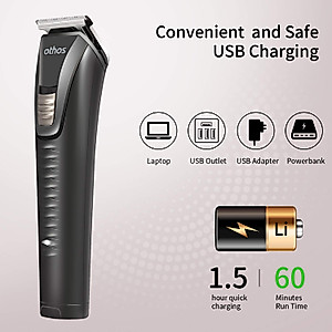 othos Multi-Functional Electric Grooming Hair Clipper Beard Trimmers Shaver Kit for Men Shaver Mustache Hair Face Nose Body Ear Trimmers Set USB Charging Rechargeable Lithium Battery Cordless Stand