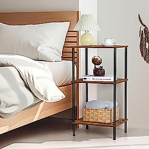 ETELI Tall End Table 3 Tier Side Table with Storage Small Nightstand for Small Spaces Living Room Bedroom 3 Tier Slim Table for Office