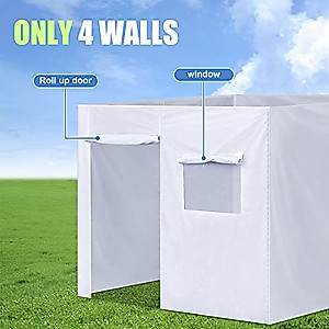 Kinlop 4 Pcs Full Zippered Walls for 10 x 10 Easy Pop up Canopy Enclosure Sidewall Kit with Roller up Sidewalls and Mesh Windows Canopy Sidewall Replacement 4 Walls, Not Include Frame and Top (White)