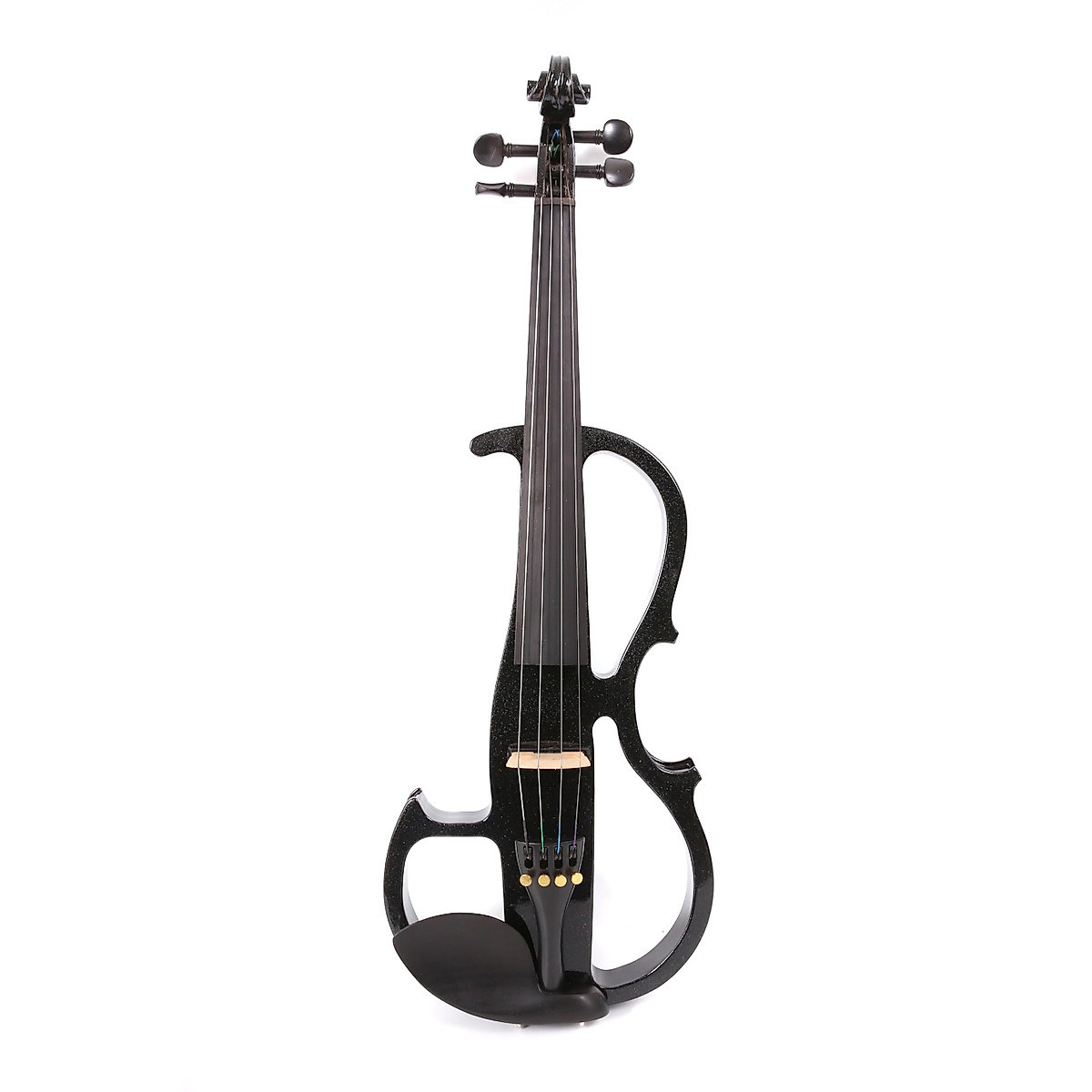 Yinfente 16inch Electric Viola solid wood with ebony viola fingerboard, chin rest, viola pegs, viola case bow, black silent voila for professional or beginners to practice (black)