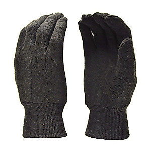 Heavy Weight 9OZ. Cotton Brown Jersey Work Gloves, Knit Wrist, Sold by Dozen (12-Pairs) - X-Large