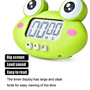 MOSHOU Kitchen Timer, Cute Animal Countdown Timer Hangable Alarm Clock with LCD Large-Screen Visual Clock for Cooking, Bake, Sport Game,Study, Lunch Break (Dark Purple Cattle)