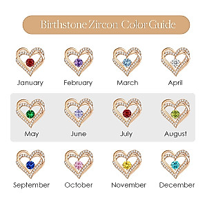 CDE Forever Love Heart Stud Earrings for Women, 925 Sterling Silver Birthstone Heart Stud Earrings Mother's Day Gift Anniversary Birthday Jewelry Gifts for Women Wife Her