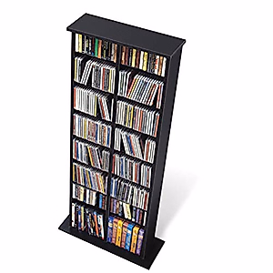 Double Multimedia Storage Tower Transitional Wood Adjustable Shelving