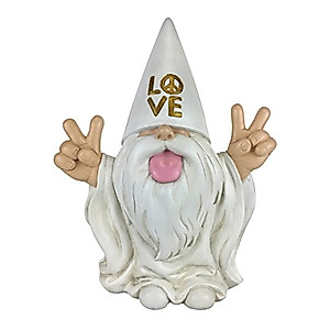 GlitZGlam Rocker Gnome – “George” – Peace and Love - This Gnome Brings Peace and Love to All and Your Fairy Garden and Gnome Garden 10 Inches Tall Garden Gnome Figurine