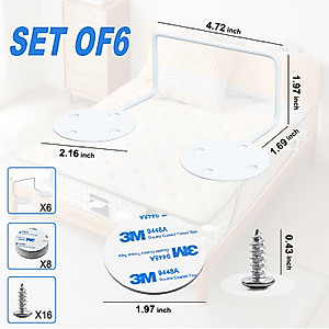 Non Slip Mattress Slide Stopper, Retainer Bar Anti-Slip Baffle Secure Grip Fits Most Wooden Bed Frames Easy Installation Metal Pad Gripper 6PCS White