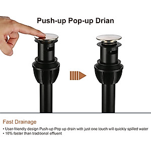 Derengge PD-4305-BN Bathroom Sink Drain with Overflow Vessel Sink Lavatory Vanity Push up Pop up Drain Stopper Brushed Nickel Finished