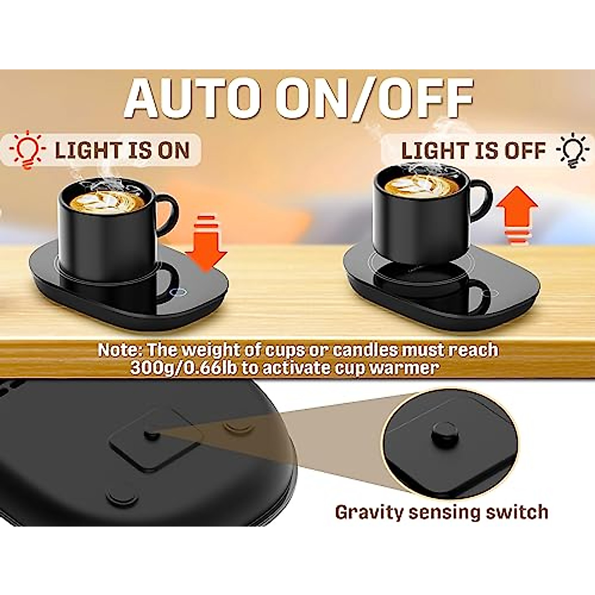 Coffee Mug Warmer, Candle Warmer, Gravity-Induction Coffee Warmer for Desk Auto Shut Off/On, Candle Wax Cup Warmer Fits Most Cups & Jar Candles, Heated Mug Heater for Coffee and Tea, Coffee Gifts