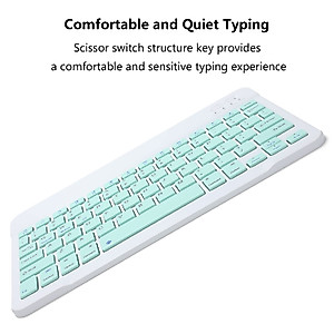 Ultra-Slim Rechargeable Bluetooth Keyboard Portable Compact Wireless Keyboard for Android Windows Samsung Galaxy Tab Tablet Smartphone Cell Phone iOS iPhone iPad, iPad Pro, iPad Air, iPad Mini (Green)