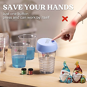 LET'S RESIN Auto Resin Mixer, Hands-Free Easy Clean Epoxy Mixer, Electric Stirrer for 24Fl.oz Mixing, Resin Supplies for Resin Casting, Molds, Soap Making(10pcs 32oz Mixing Cups) Blue