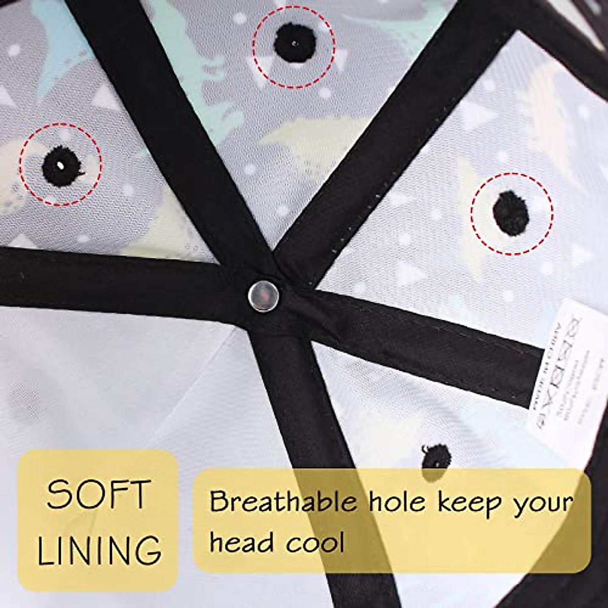 Bamery Toddler Girl Baseball Hat Flat Brim Boy Baseball Caps Sun Protection Kid Trucker Cap 6M-8Y (Black Dinosaur,6-24Months)