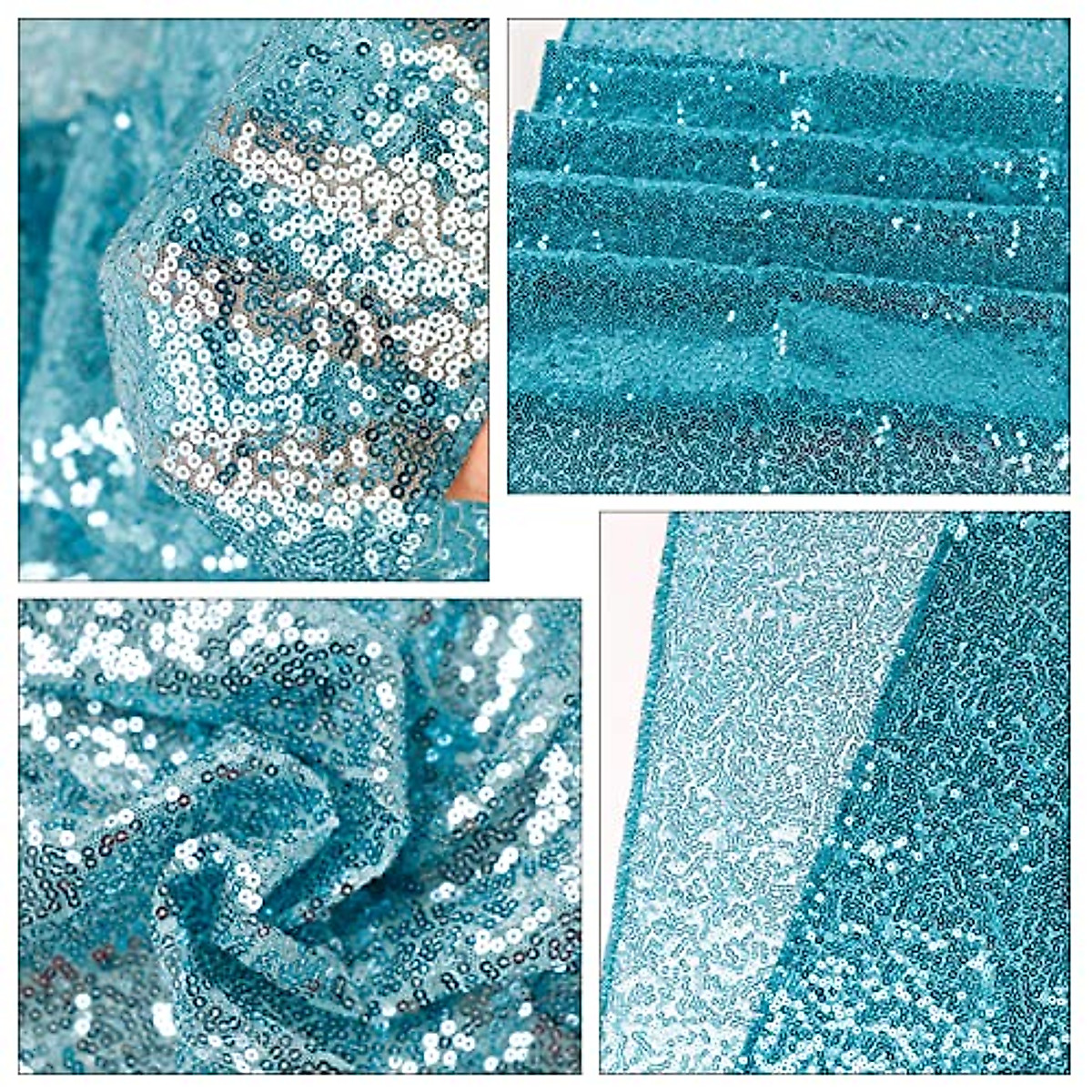 FGSAEOR Blue Tablecloth, 12x108inch Sequins Table Runners and 54x108inch Plastic Table Cloths for Party Decorations, Sparkling Party Supplies Table Cover for Indoor Outdoor Parties
