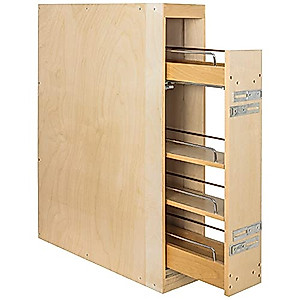 Hardware Resources 6" Dead-space Base Cabinet Filler Pullout with No Wiggle Technology to Eliminate Rocking and Sagging. End-of-Cabinet Filler space pullout White Birch