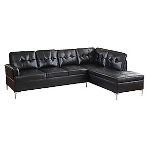 Homelegance Barrington 109" x 108" PU Leather Chaise Sofa, Black