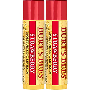 Burt's Bees Lip Balm - Strawberry, Lip Moisturizer With Responsibly Sourced Beeswax, Tint-Free, Natural Origin Conditioning Treatment, 2 Tubes, 0.15 oz.