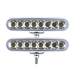 Led Boat Lights, BIGLIONX 6.5 inch Flood LED Light Bar 2 pc 80W 8600LMS Slim Led Deck Dock Marine Light Lamp IP69K 12V 24V Super Bright for Boat Truck Off-Road Car SUV (White)