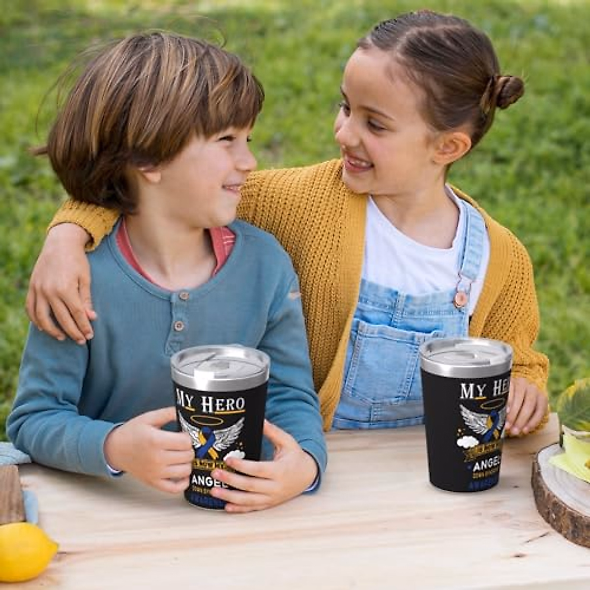 12oz Tumbler My Hero Is Now My Angel Down Syndrome Awareness Stainless Steel Cup With Straw And Lid Spill Proof Bulk Double Wall Vacuum Reusable Water Tumblers For Cold Hot Drink