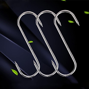 Astra Gourmet 7.5" Meat Hooks S-Hook Stainless Steel Meat Processing Butcher Hook Pot Racks S Hook Meat Hangers for Bacon Sausage Smokers - 6 Pack