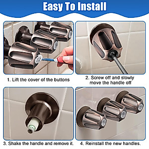 Dreyoo 3 Piece Shower Knob Replacement Compatible with Price/Pfister Verve Tub Shower, Bathtub Faucet Handle Remodel Trim Kit Include 1 Hot 1 Cold 1 Diverter and 3 Screws(Oil Rubbed Bronze)