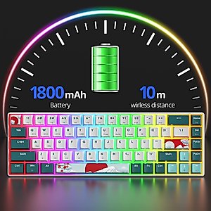 Fogruaden Hot Swappable 60% Wireless Mechanical Gaming Keyboard 60 Percent, 2.4G/USB-C/Bluetooth Keyboard, RGB Backlit, 68 Keys NKRO Compact Mini Keyboard for Win/Mac(Gateron Yellow Switch, Forest)