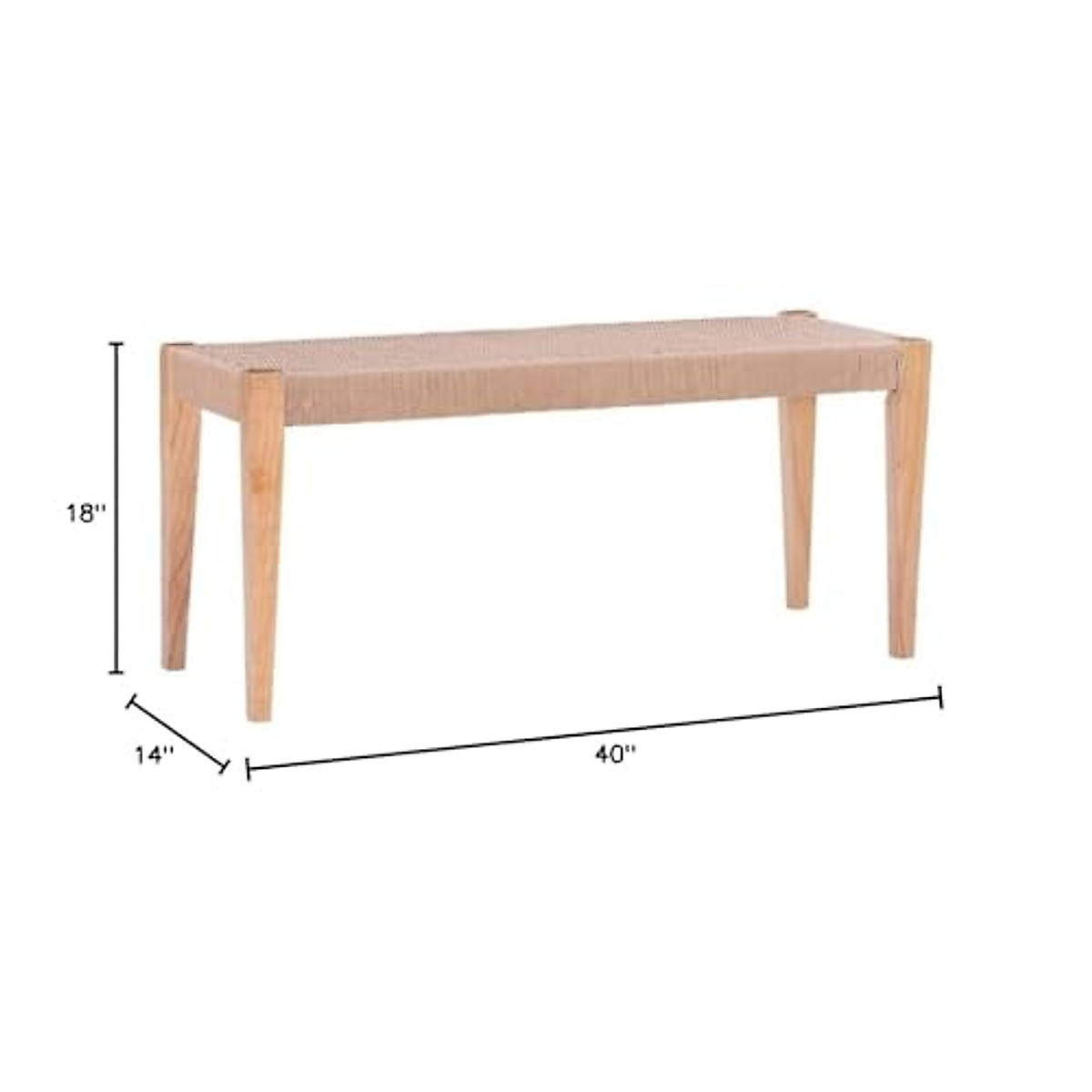 Powell Linon Patty Wood Dining Bench in Natural Brown