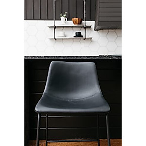 Signature Design by Ashley Centiar 24" Counter Height Modern Bucket Barstool, 2 Count, Black