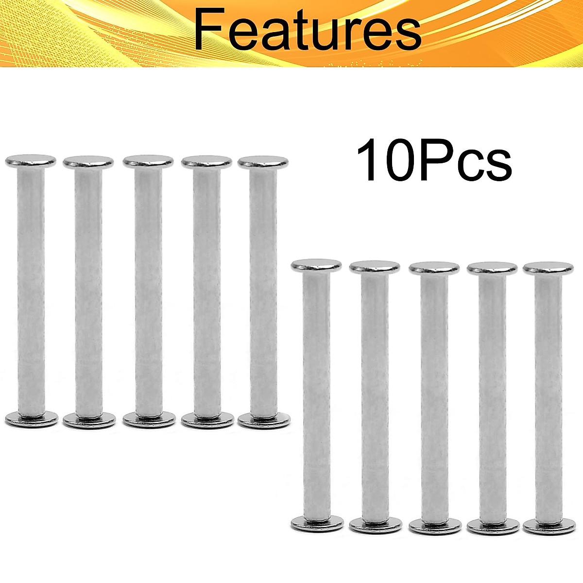 Juvielich 10 Sets Screw Post Fit for 3/16"(5mm) Hole Dia,Binding Screws Female M5x45mm Belt Buckle Binding Bolts Leather Fastener for Scrapbook Photo Albums Binding,Leather Bags,Boots,DIY Enthusiasts