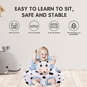 Petyoung Cute Baby Sofa Cover, Baby Support Seat Cover Washable Baby Learning Seat Plush Shell Chairs Cushion for Infants Toddler - NO Filling