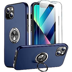 Temdan for iPhone 13 Mini Case, with 360°Rotatable Magnetic Ring Holder Kickstand Slim Fit 13FT Military Grade Heavy Duty Shockproof Phone Case for iPhone 13 Mini 5G 5.4" Blue