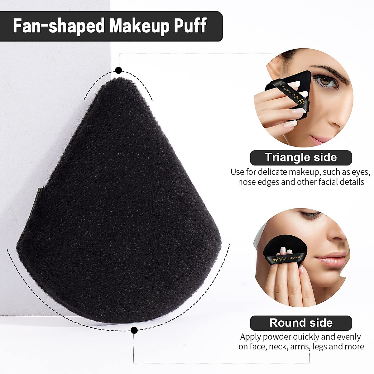 MAGEFY 6 Pieces Powder Puff Triangle Makeup Puff Soft Powder Puffs for Face Powder Cosmetic Foundation Beauty Puff Makeup Tool (White & Black)