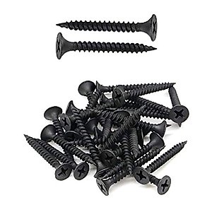 IMSCREWS Drywall Screws, #7 x 1-3/8 Inch Phillips Flat Wood Screws 200pcs, Fine Thread Black Phosphate, Self-Tapping Carbon Steel Interior Screws for Timber MDF Sheetrock