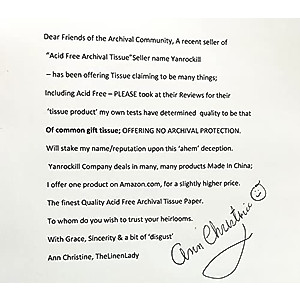 75 Sheets 24x36 Acid Free Tissue Paper -TheLinenLady- Protect Your HEIRLOOMS!!