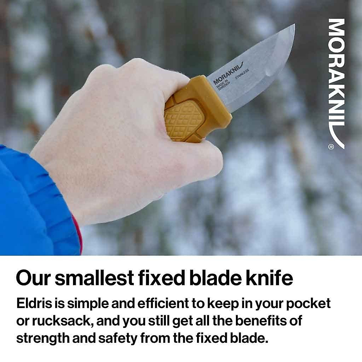 Morakniv Eldris Pocket-Size Fixed-Blade Knife With Stainless Steel Blade and Sheath, 2.2 Inch,Yellow