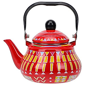 EYHLKM Household Enamel Kettle Decorative Enamel Teapot Water Boiling Kettle Teakettle (Color : Red)