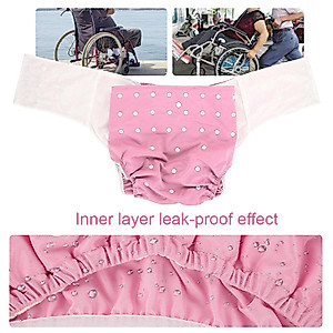 Washable Reusable Adult Diapers, Adult Enuresis Diapers Dual Opening Incontinence Care Pocket, Home Adjustable and Waterproof Bath Diapers(#3)