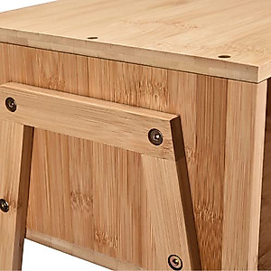 Vdomus Bamboo Stackable Nightstand Set of 2-16 inches Natural Wood Matching Side Table - Wooden Bedside Tables - Minimalist Low End Table Furniture for Living Room or Bedroom