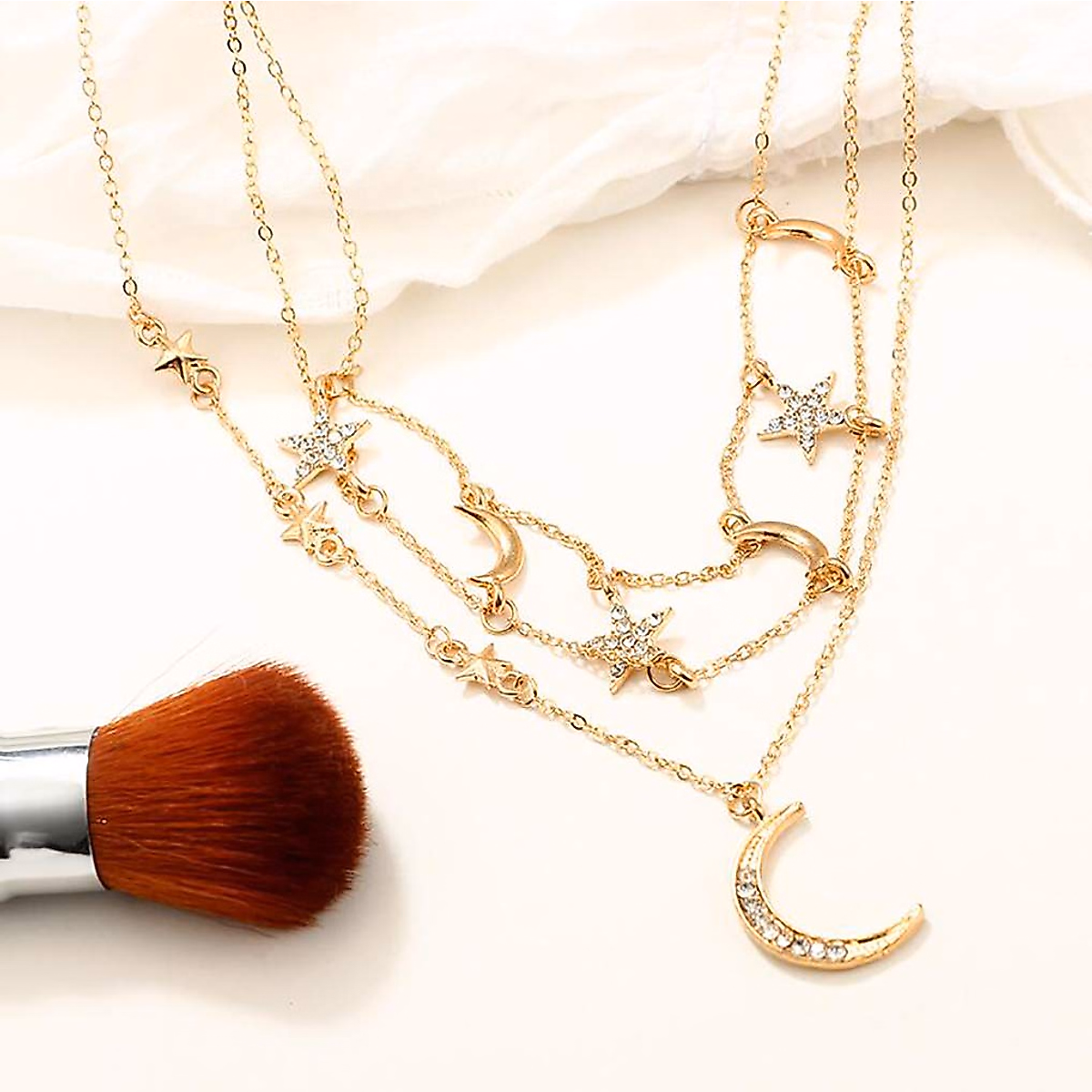 Chargances Bohemia Gold Moon and Stars Necklace for Women Fashion Gold Choker Necklace Delicate Moon Stars Jewelry for Women