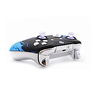 "Chromium Blue Fire" UN-MODDED Custom Controller compatible with Xbox One S Unique Design (with 3.5 Jack)