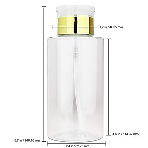 PANA Professional 10 oz. GOLD Chrome Lid No Wording Labeled Push Down Liquid Pumping Clear Bottle Dispenser