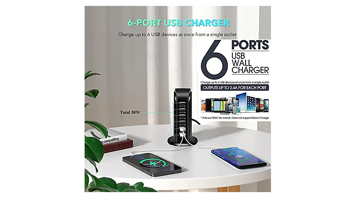 SkyWattz 30W Multiple Device Charging Station - Fast USB Hub