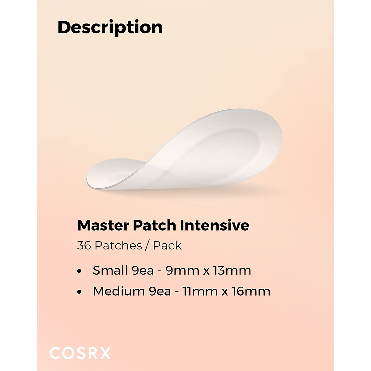 COSRX Master Patch Intensive 36 Patches | Oval-Shaped Hydrocolloid Pimple Patch with Tea Tree Oil | Quick & Easy Blemish, Zit, Spot Treatment | Salicylic Acid & Tea Tree Oil | Korean Skin Care
