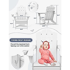 KINGYES Folding Adjustable Adirondack Chair, White