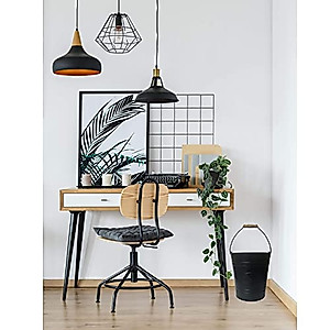 Autumn Alley Farmhouse Bathroom Trash Can - Rustic Black Trash Can Bucket with Wooden Handle for Rustic Bathroom, Farmhouse Kitchen, Country Home Décor, 7 Liters, Matte Black