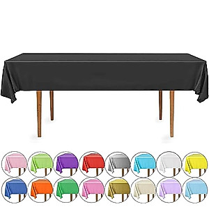 DecorRack 2 Rectangular Tablecloths -BPA- Free Plastic, 54 x 108 inch, Dining Table Cover Cloth Rectangle for Parties, Picnic, Camping and Outdoor, Disposable or Reusable in Black (2 Pack)