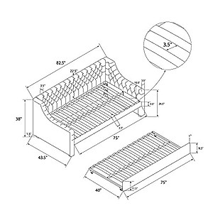Little Seeds Ambrosia Diamond Tufted Upholstered Design Daybed and Trundle Set, Twin Size Frame, Teal