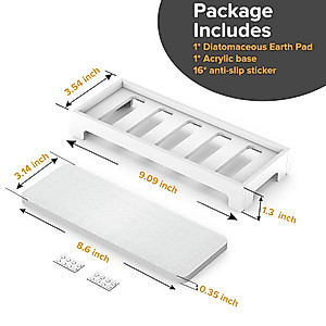 Sink Caddy, EnjoyNest Instant Dry Sink Organizer Sponge Soap Holder for Kitchen Sink Bathroom Countertop Fast Drying Rack Counter Tray Water Absorbing Stone Pedestal Stand Riser for Bottle Brush-White