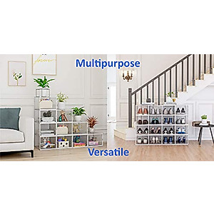 ACHub XL Stackable Shoe Box - Ventilated, Transparent Shoe Storage & Shoe Organizer for Closet, Garage, Under bed & Entryway - 6 Pack Collapsible, X-Large Sneaker Storage - White